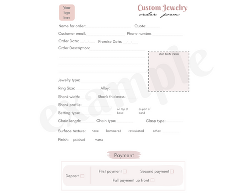 *For Other Jewelers* Custom Jewelry Order Form Template – Amy Ambrose